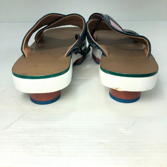 Zara | Shoes | Zara Japanese Sandals Blue Pink Vegan Leather Wooden ...